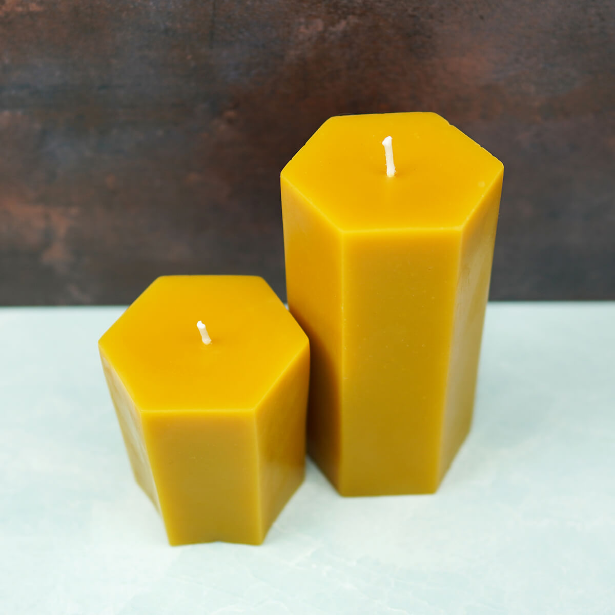 Natural Beeswax Hexagon Pillar Candles | Camphill Village Store