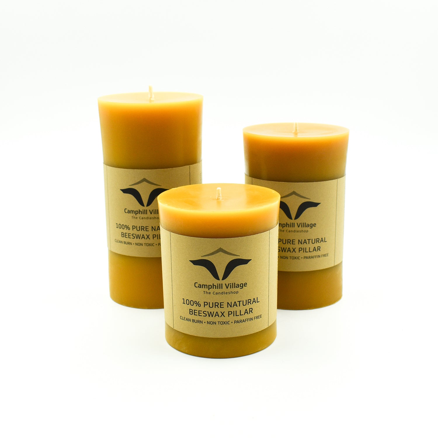 Natural Beeswax Cylinder Pillar Candles | Camphill Village Store
